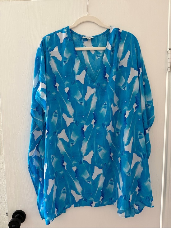 Aura | Swim | Aura Blue Palm Leaves Cover Uptop | Poshmark